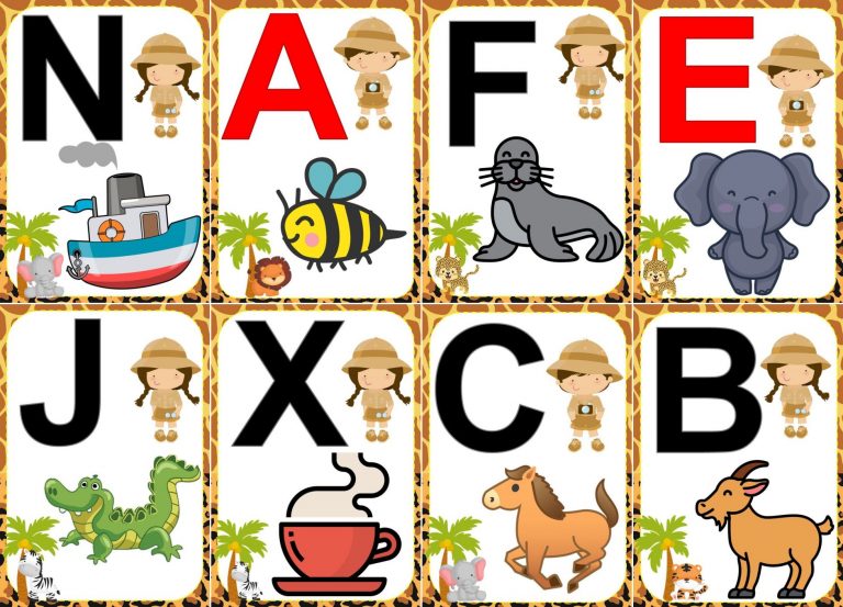 Alfabeto ilustrado safari para imprimir