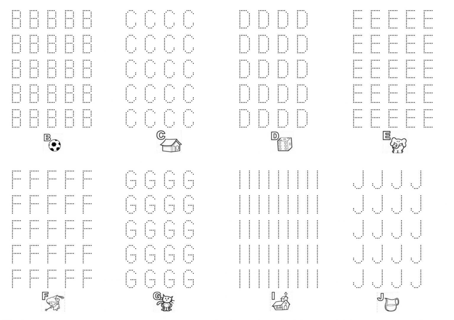 Alfabeto pontilhado letras maiúsculas para imprimir