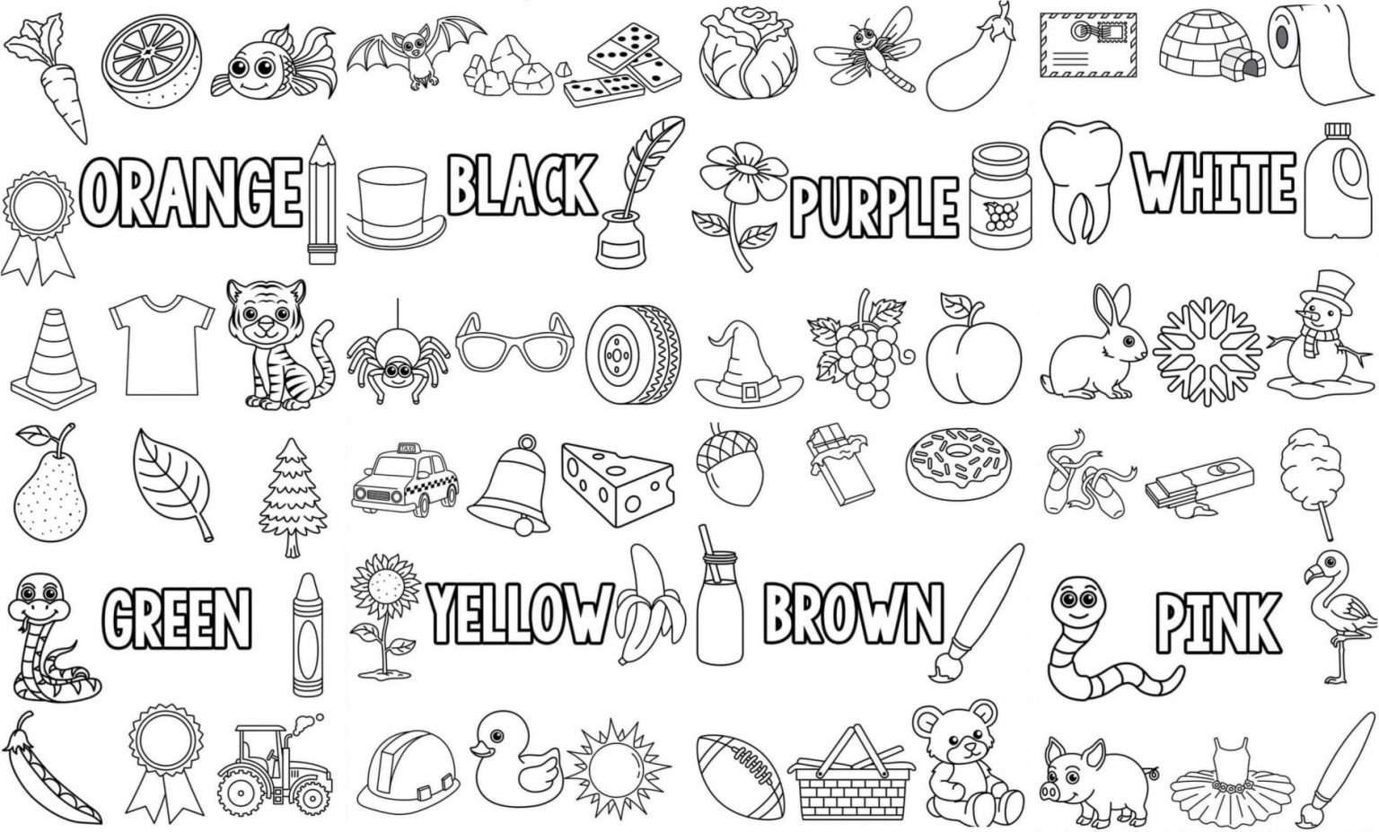 Cores em Inglês para imprimir